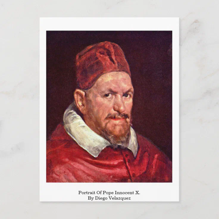 Portrait Of Pope Innocent X. By Diego Velazquez Postcard | Zazzle