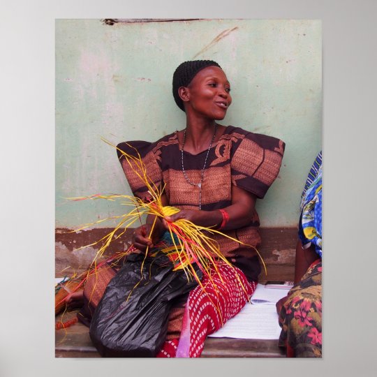 Portrait of pretty Ugandan woman weaving mat Poster | Zazzle.com