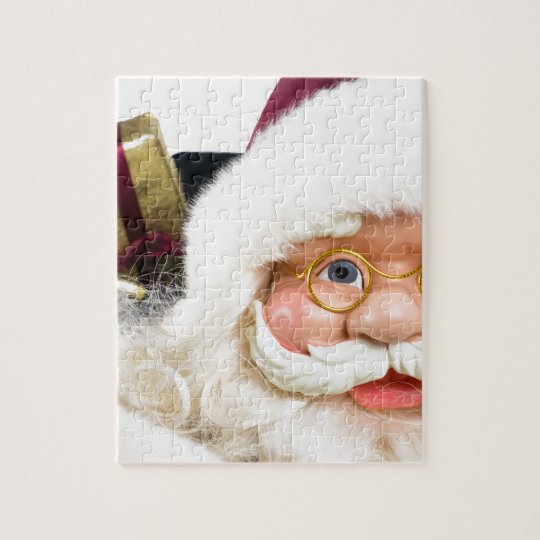 Portrait of Santa Claus face and presents Jigsaw Puzzle | Zazzle.com