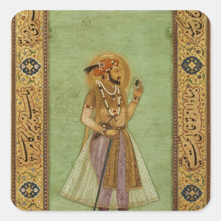 Portrait of Shah Jahan , 1631, Mughal Square Sticker | Zazzle