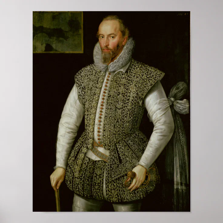 Portrait of Sir Walter Raleigh, 1598 Poster | Zazzle