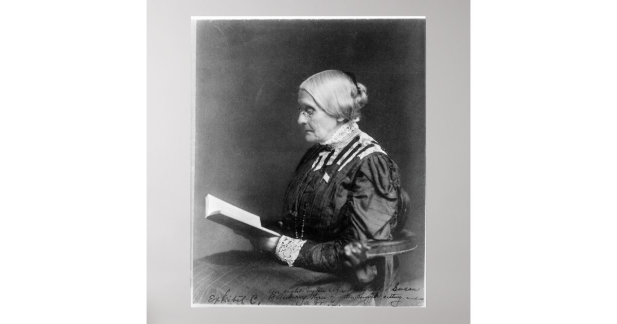Portrait of Susan B. Anthony Reading a Book Poster | Zazzle