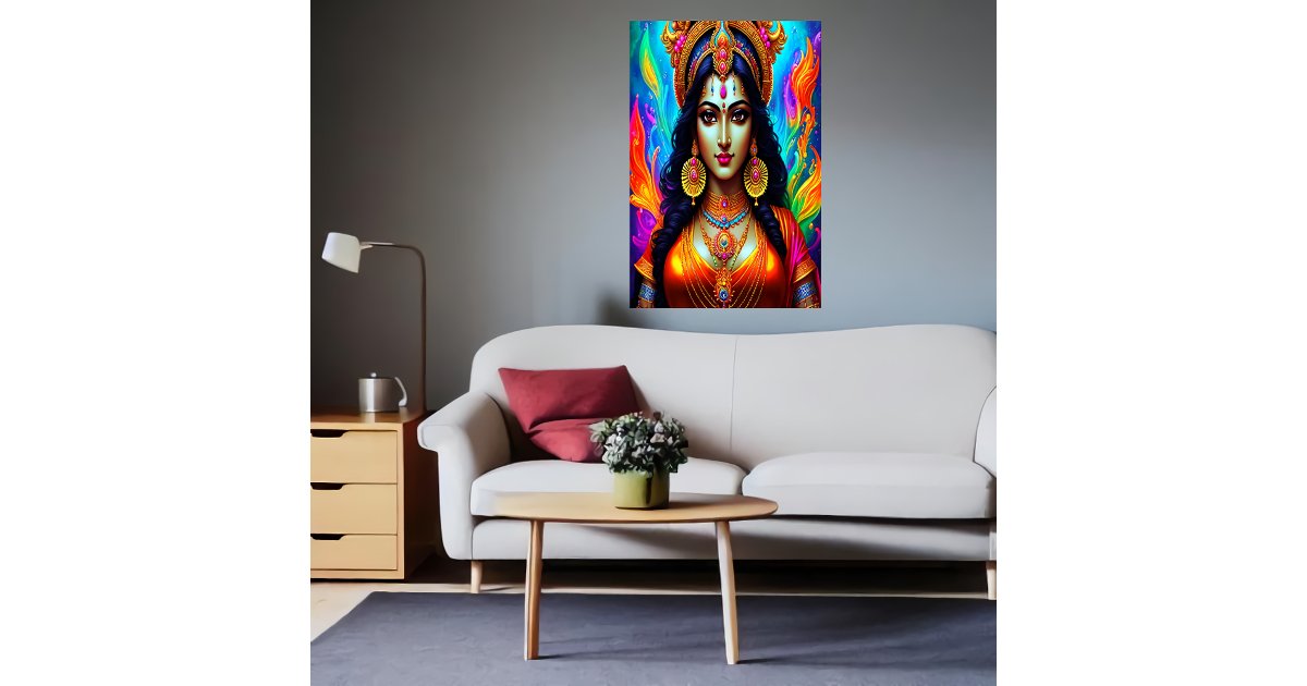 Portrait of the Hindu Goddess Mariamman | AI Art Poster | Zazzle