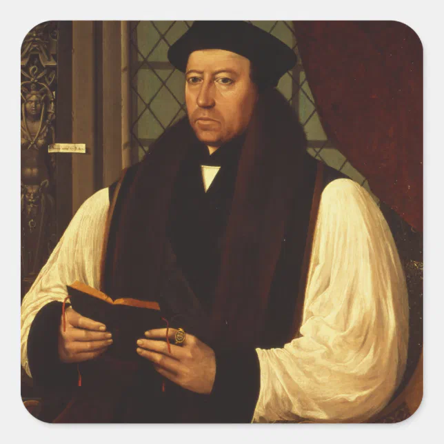 Portrait of Thomas Cranmer 1546 Square Sticker | Zazzle