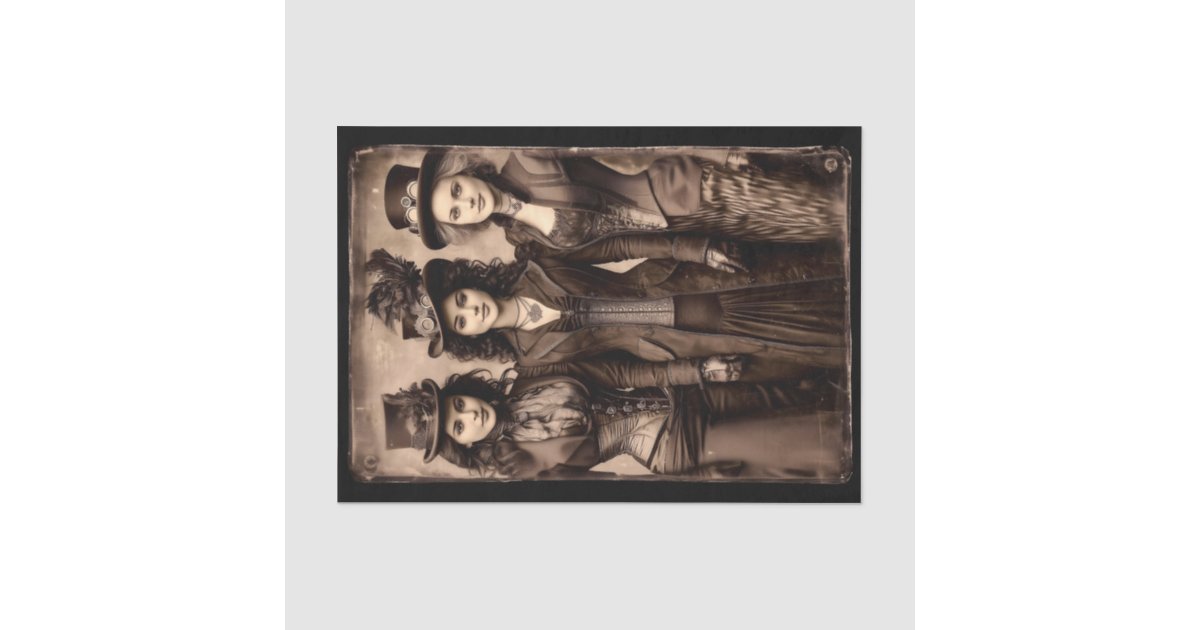 Portrait of Three Steampunk Women DX6L Decoupage Tissue Paper | Zazzle