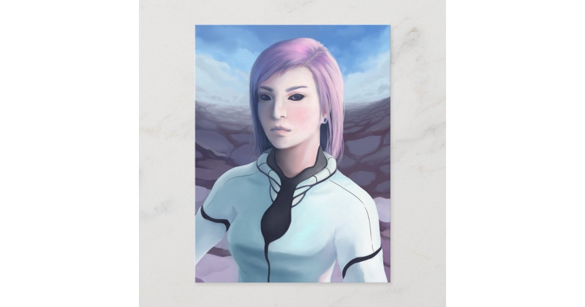 Portrait of Trisha - Futuristic Girl Painting Postcard | Zazzle