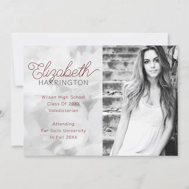 Portrait Photo Graduation Announcement For Her | Zazzle