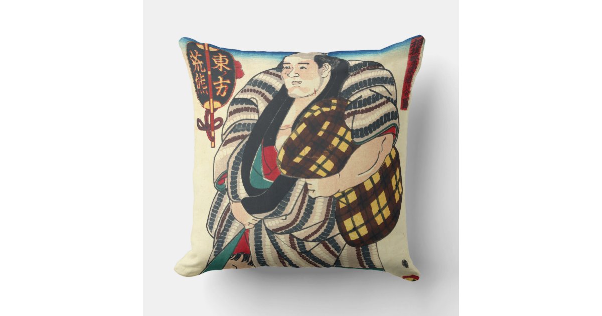 Portrait Sumo Wrestler 1847 Throw Pillow | Zazzle