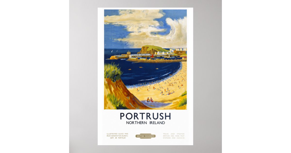 Portrush Ireland Vintage Travel Poster Restored | Zazzle