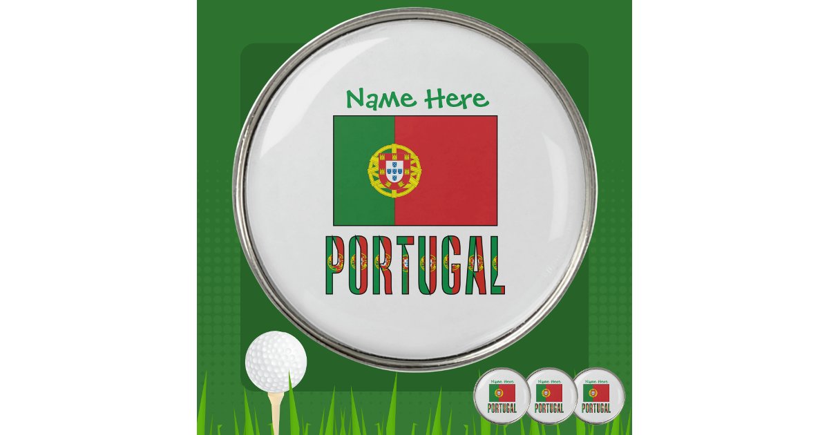 Portugal and Portuguese Flag Green Personalization Golf Ball Marker ...