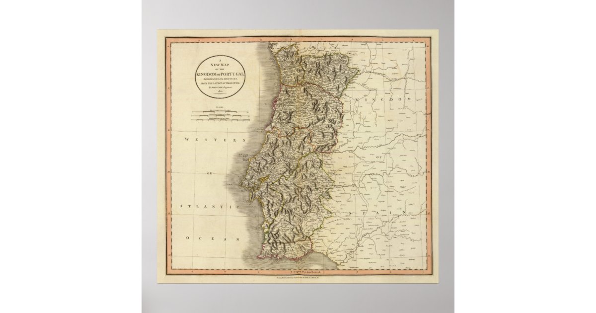 Portugal Atlas Map Poster | Zazzle
