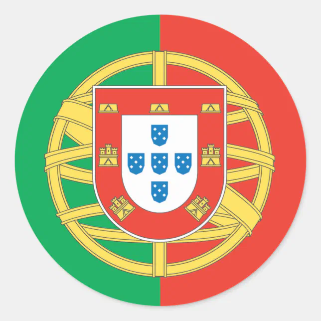 Portugal Country Flag Design Classic Round Sticker | Zazzle