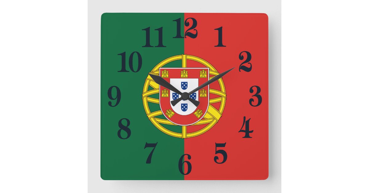 Portugal flag Bandeira De Portugal Square Wall Clock | Zazzle