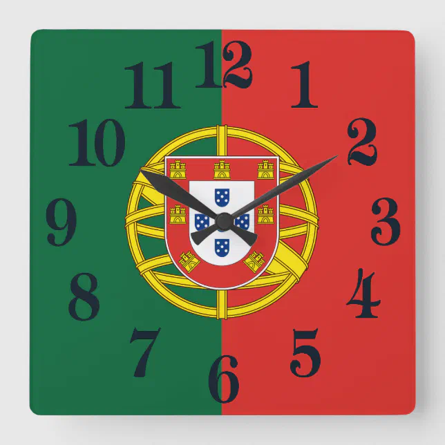Portugal flag Bandeira De Portugal Square Wall Clock | Zazzle