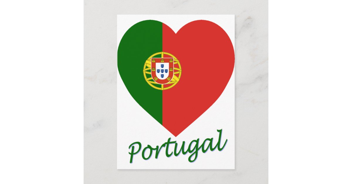 Portugal Flag Heart Postcard | Zazzle