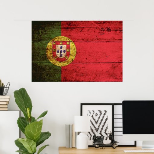 Portugal Flag on Old Wood Grain Poster | Zazzle