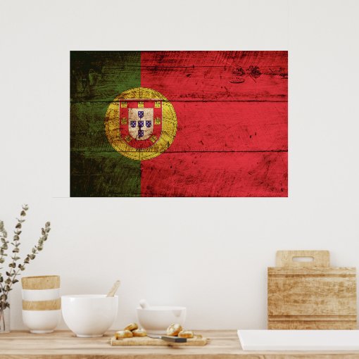 Portugal Flag on Old Wood Grain Poster | Zazzle