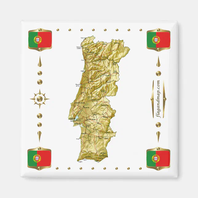 Portugal Map + Flags Magnet | Zazzle