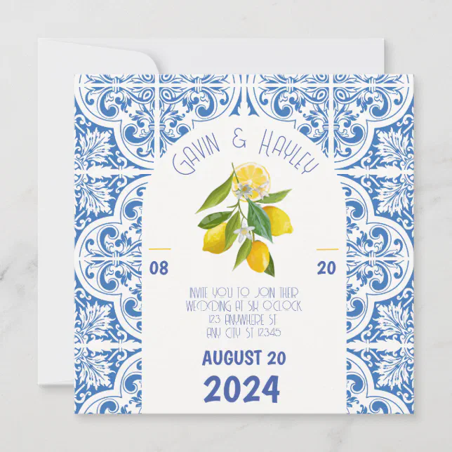 Portugal Wedding Invitation | Blue Tiles | Zazzle