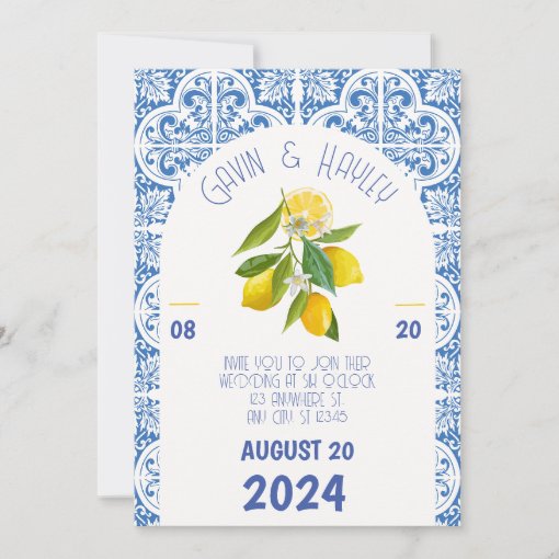 Portugal Wedding Invitation | Blue Tiles | Zazzle