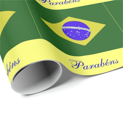 Portuguese Birthday Brazil Flag Wrapping Paper | Zazzle