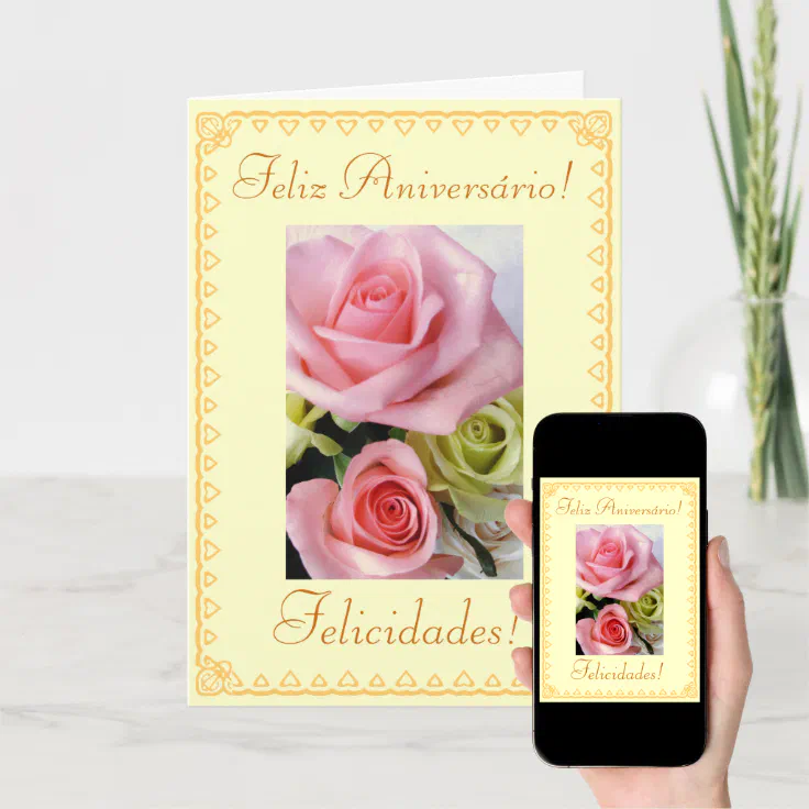Portuguese: Birthday flowers Card | Zazzle