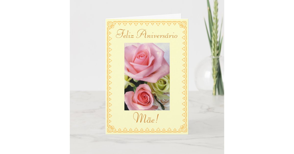 Portuguese: Birthday flowers Card | Zazzle