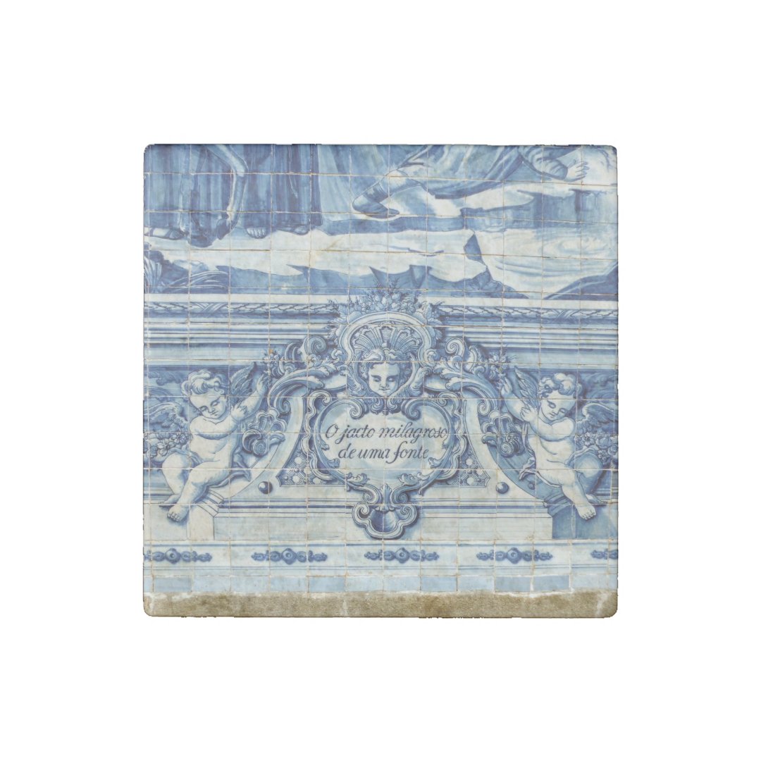 Portuguese blue and white wall tiles with angels | Zazzle