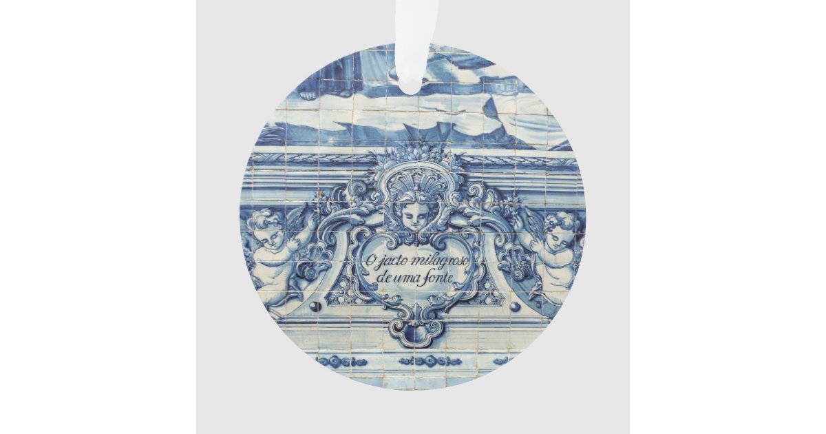 Portuguese blue and white wall tiles with angels ornament | Zazzle