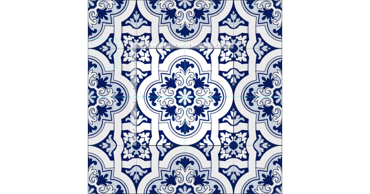 Portuguese blue tile fabric | Zazzle