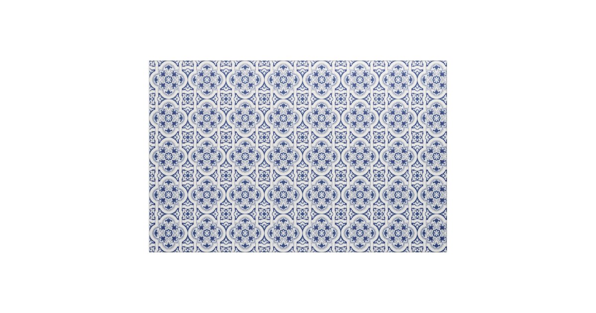 Portuguese blue tile fabric | Zazzle