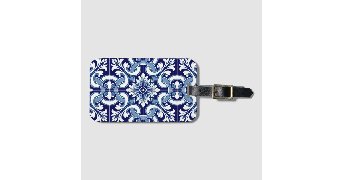 Portuguese blue tile luggage tag | Zazzle