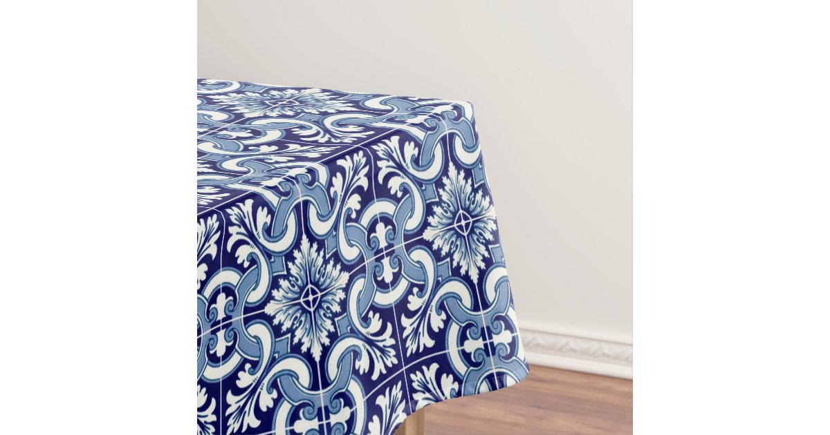 Portuguese blue tile tablecloth | Zazzle