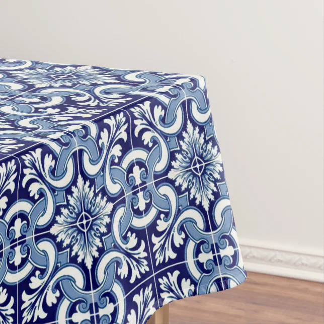 Portuguese blue tile tablecloth | Zazzle