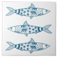 Portuguese Lisbon Sardines Pattern Azulejos White Ceramic Tile | Zazzle