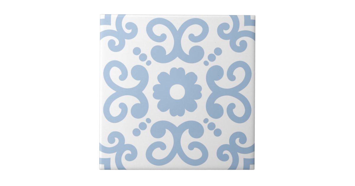 Portuguese Mediterranean Light Blue White 2 Ceramic Tile | Zazzle