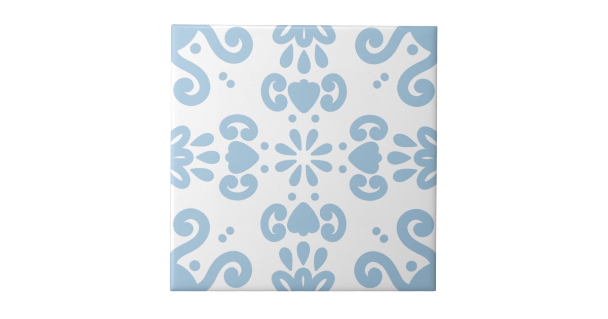 Portuguese Mediterranean Light Blue White 3 Ceramic Tile | Zazzle
