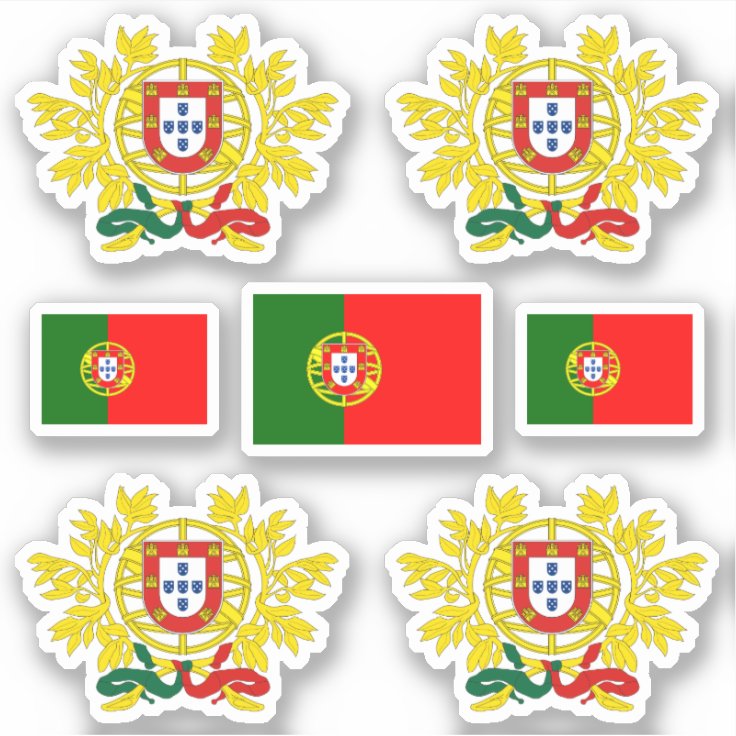 Portuguese state symbols / coat of arms and flag sticker | Zazzle