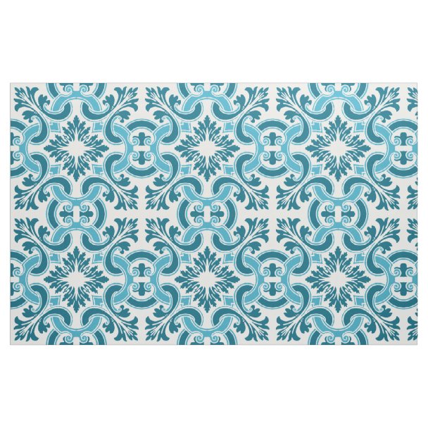 Portuguese tile pattern fabric | Zazzle