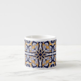 Portuguese tile pattern espresso cup | Zazzle