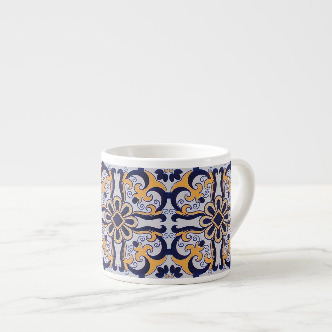 Portuguese tile pattern espresso cup | Zazzle