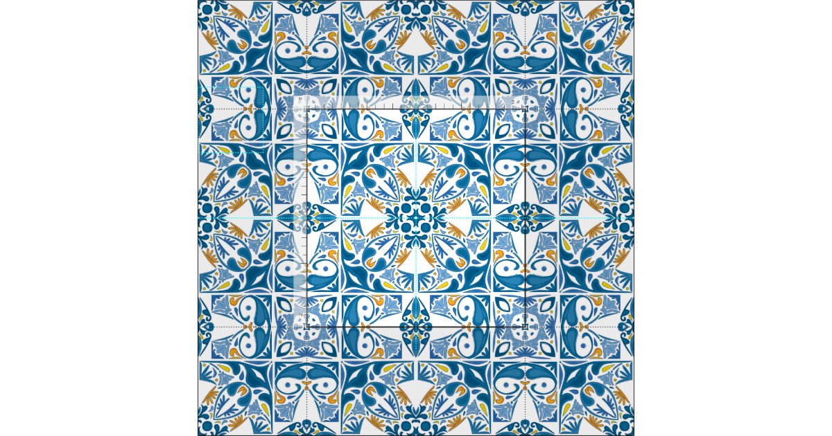 Portuguese Tile Pattern Fabric | Zazzle
