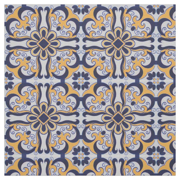 Portuguese blue tile fabric | Zazzle
