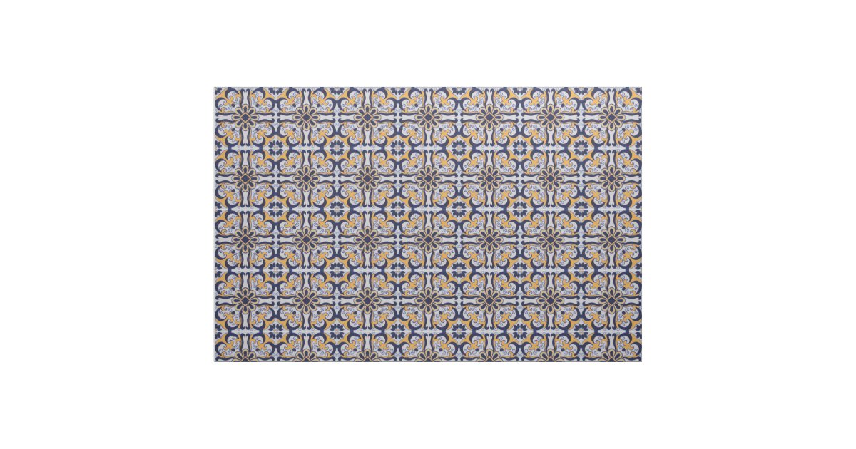 Portuguese tile pattern fabric | Zazzle
