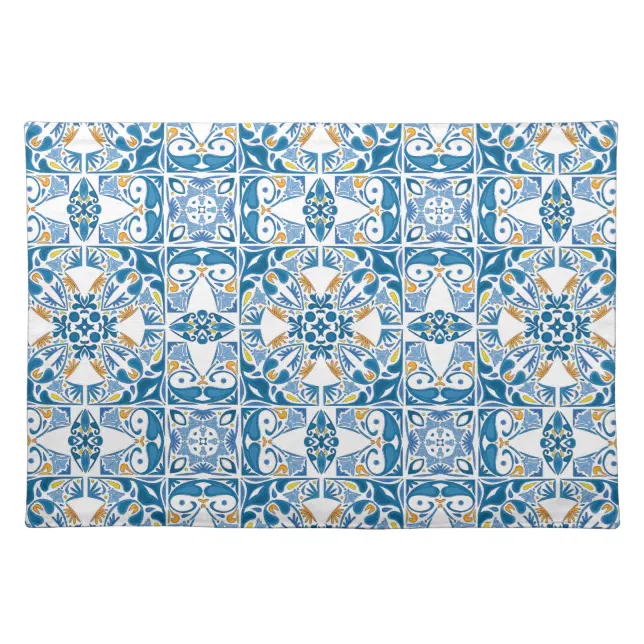 Portuguese Tile Pattern Placemat | Zazzle
