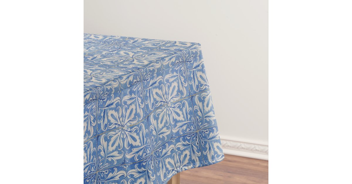 Portuguese Tiles Vintage Azulejos Blue White Tablecloth | Zazzle