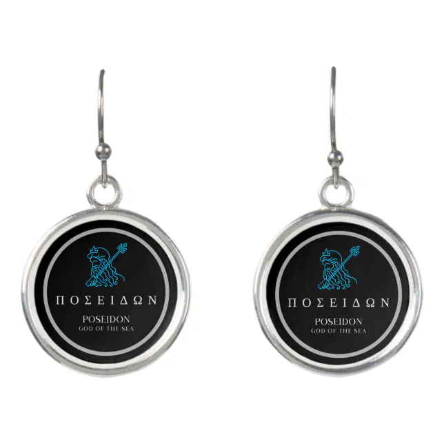 Poseidon Greek God of the Sea Trident Design Earrings | Zazzle