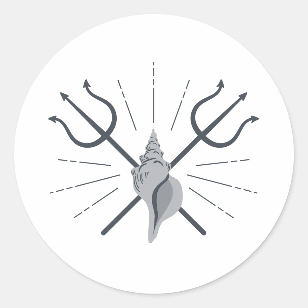 Poseidon Trident Classic Round Sticker | Zazzle