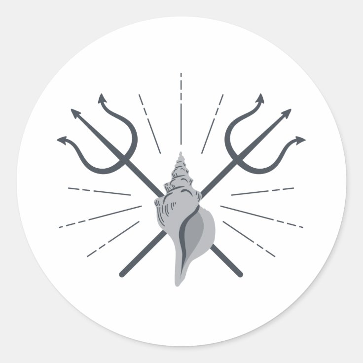 Poseidon Trident Classic Round Sticker | Zazzle