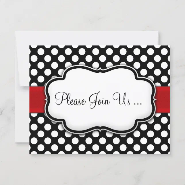 Posh Black and White Polka Dot Invitations | Zazzle